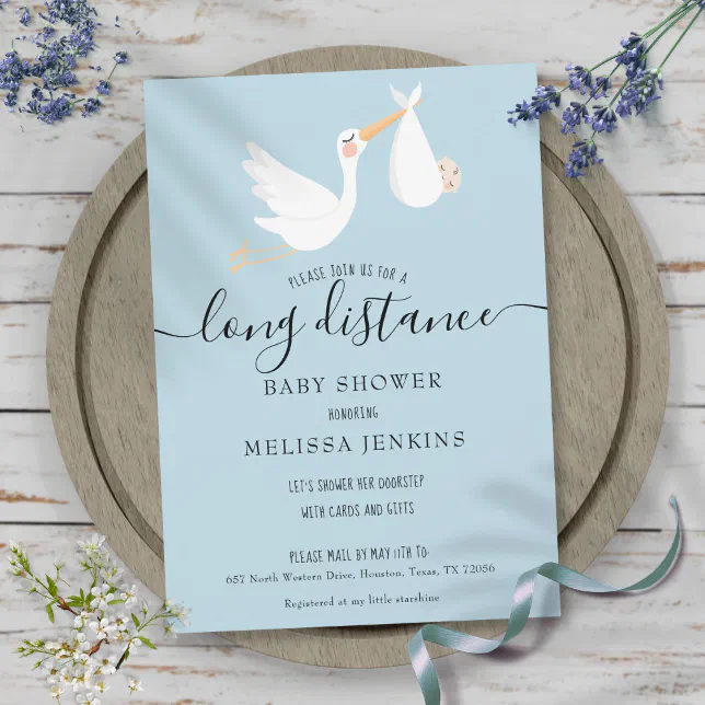Long Distance Shower Baby Sprinkle By Mail Invitation | Zazzle
