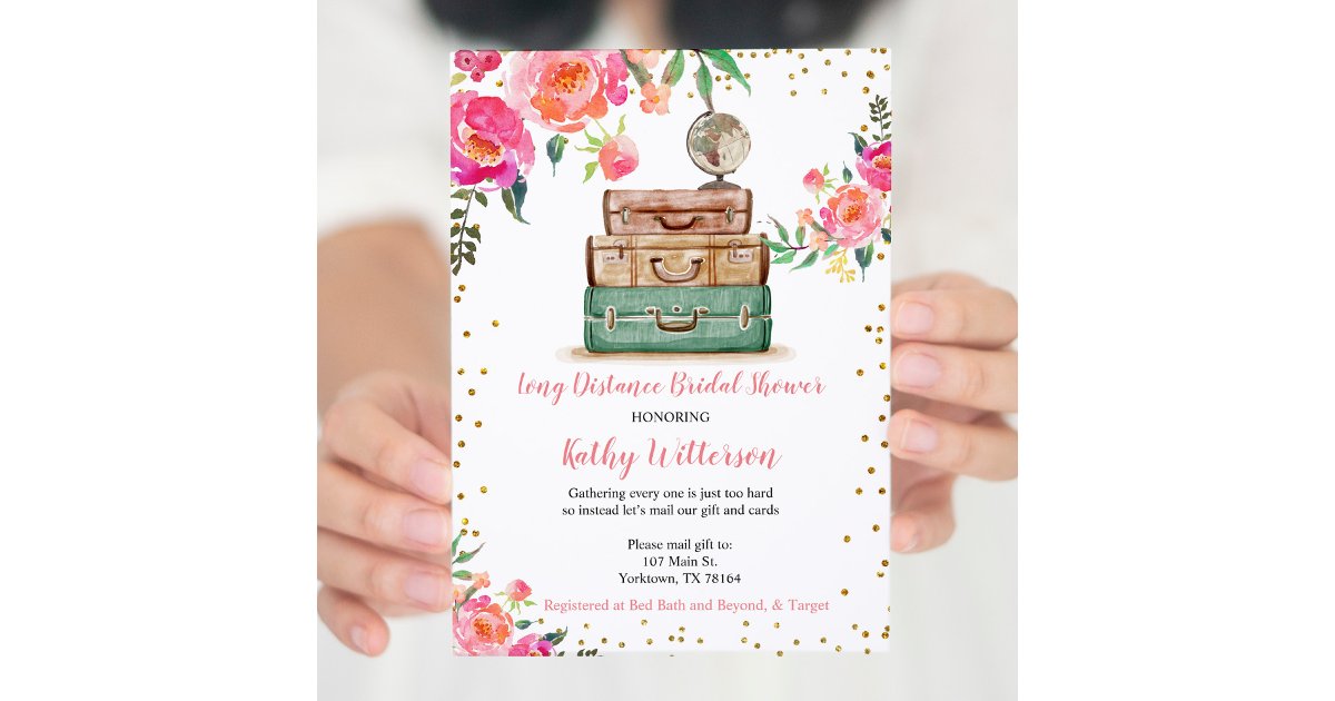 Long Distance Travel Themed Bridal Shower Invitation | Zazzle
