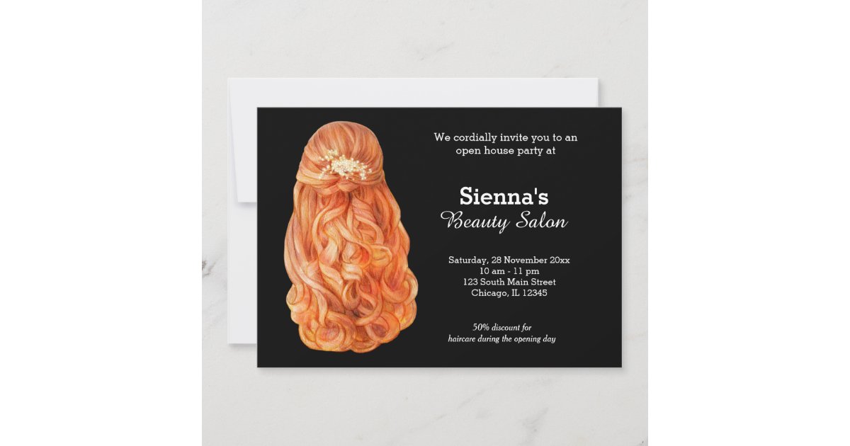Long hair | Hairstylist | Hairdresser | Salon Invitation | Zazzle