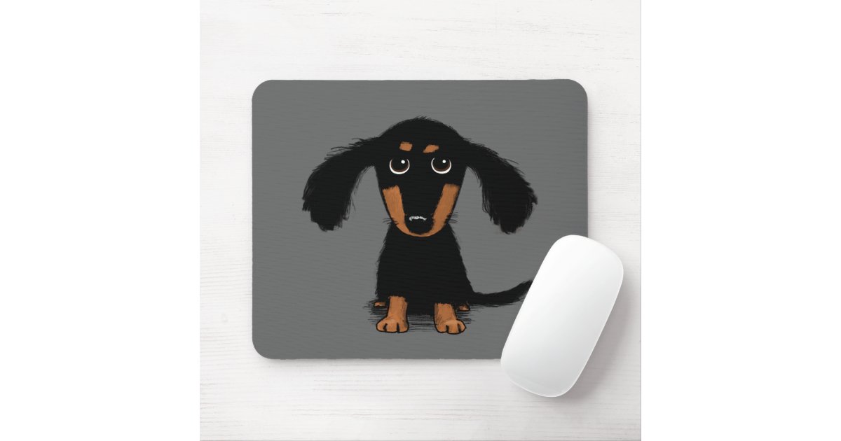 Long Haired Dachshund Puppy Cute Dog Cartoon Mouse Pad | Zazzle