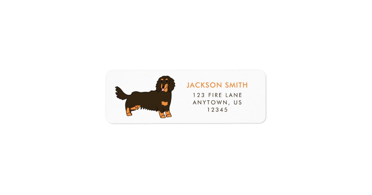 Long-haired Dachshund Return Address Label | Zazzle