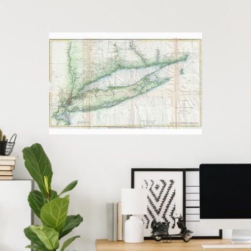 Long Island Nautical Map Poster | Zazzle