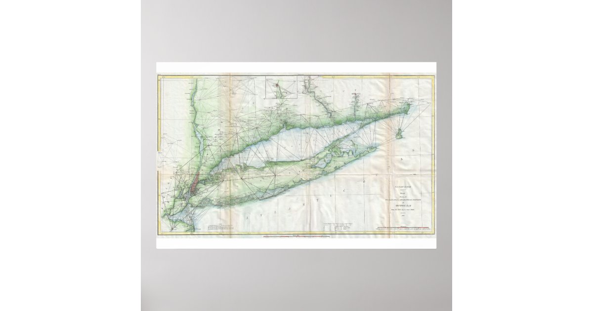 Long Island Nautical Map Poster | Zazzle