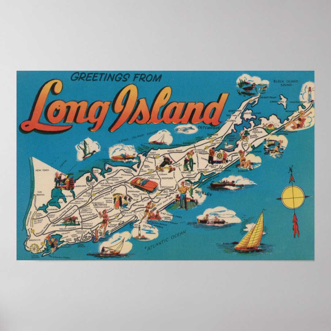 Long Island, New York - Greetings From Poster | Zazzle