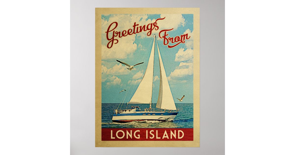 Long Island Poster Sailboat Vintage New York | Zazzle