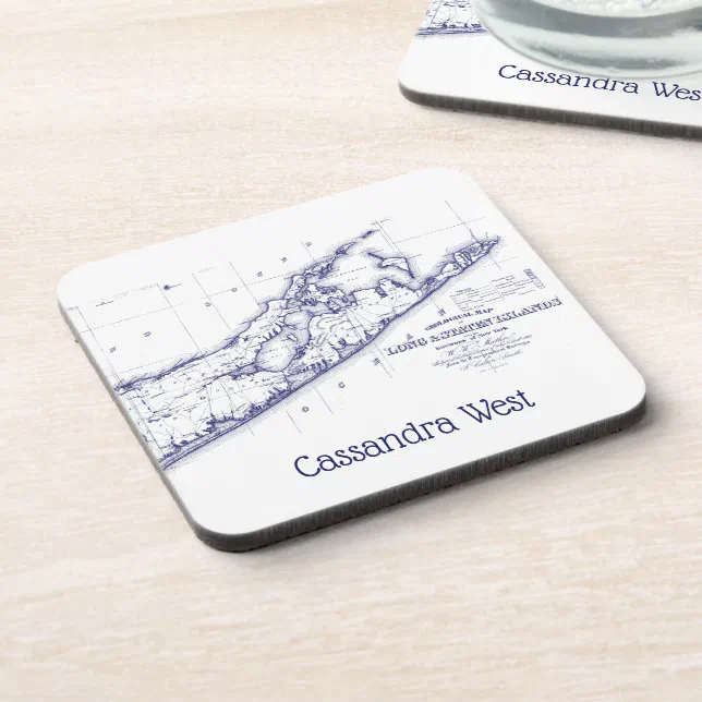 Long Island The Hamptons Map VC Beverage Coaster | Zazzle