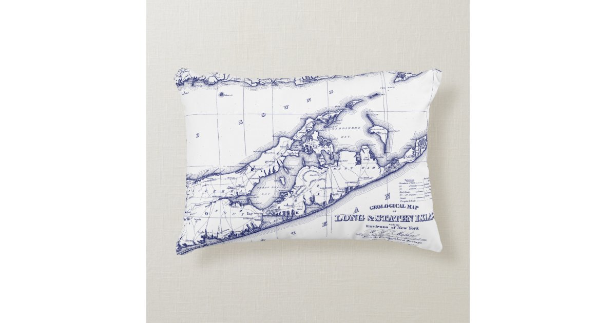 Long Island The Hamptons Map VC Decorative Pillow | Zazzle