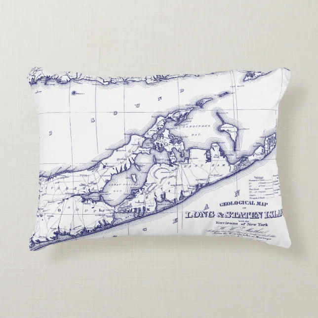 Long Island The Hamptons Map VC Decorative Pillow | Zazzle