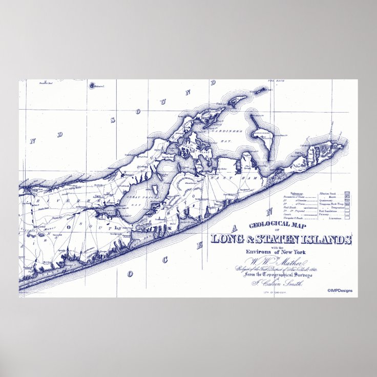 Long Island The Hamptons Map VC Poster | Zazzle