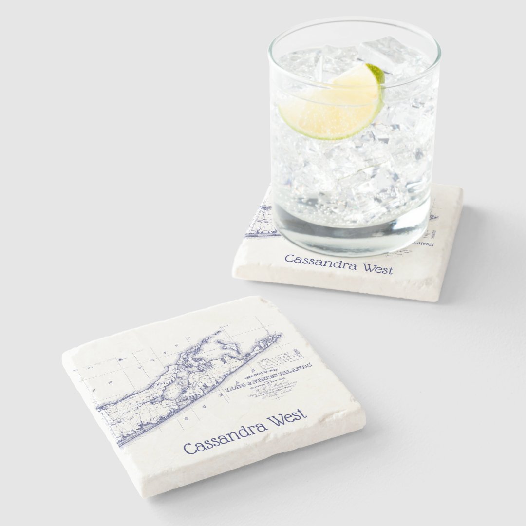 Long Island The Hamptons Map VC Stone Coaster | Zazzle