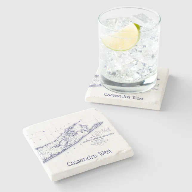Long Island The Hamptons Map VC Stone Coaster | Zazzle