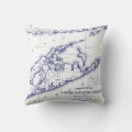 Long Island The Hamptons Map VC Throw Pillow | Zazzle