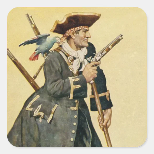 “Long John Silver” from “Treasure Island” Square Sticker | Zazzle