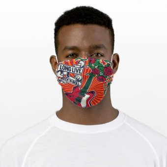 Long Live Rock N Roll, Guitar Retro Adult Cloth Face Mask | Zazzle