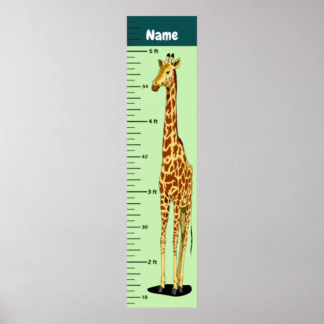 Long Neck Giraffe Growth Chart Add Child's Name | Zazzle