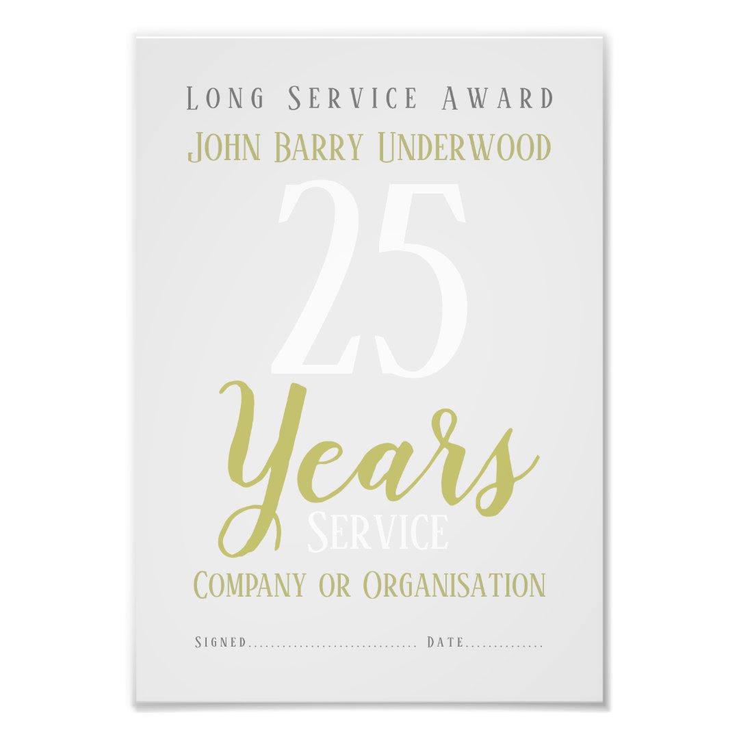 Long Service Award Certificate Photo Print | Zazzle