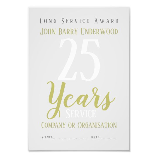 Long Service Award Certificate Photo Print | Zazzle.com