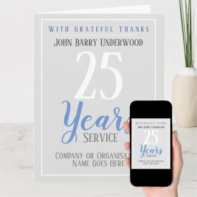 Long Service Award Certificate-Style Card | Zazzle