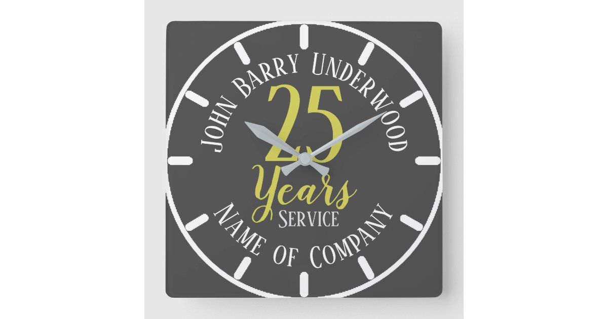 Long Service Award or Retirement Square Wall Clock | Zazzle