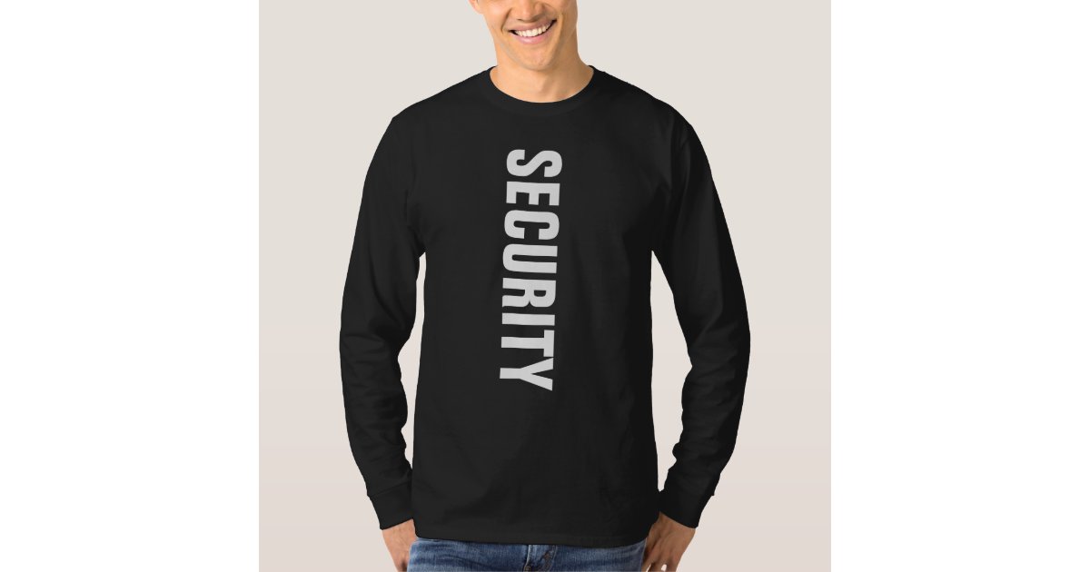 Long Sleeve Security Mens Black And White Template T-Shirt | Zazzle