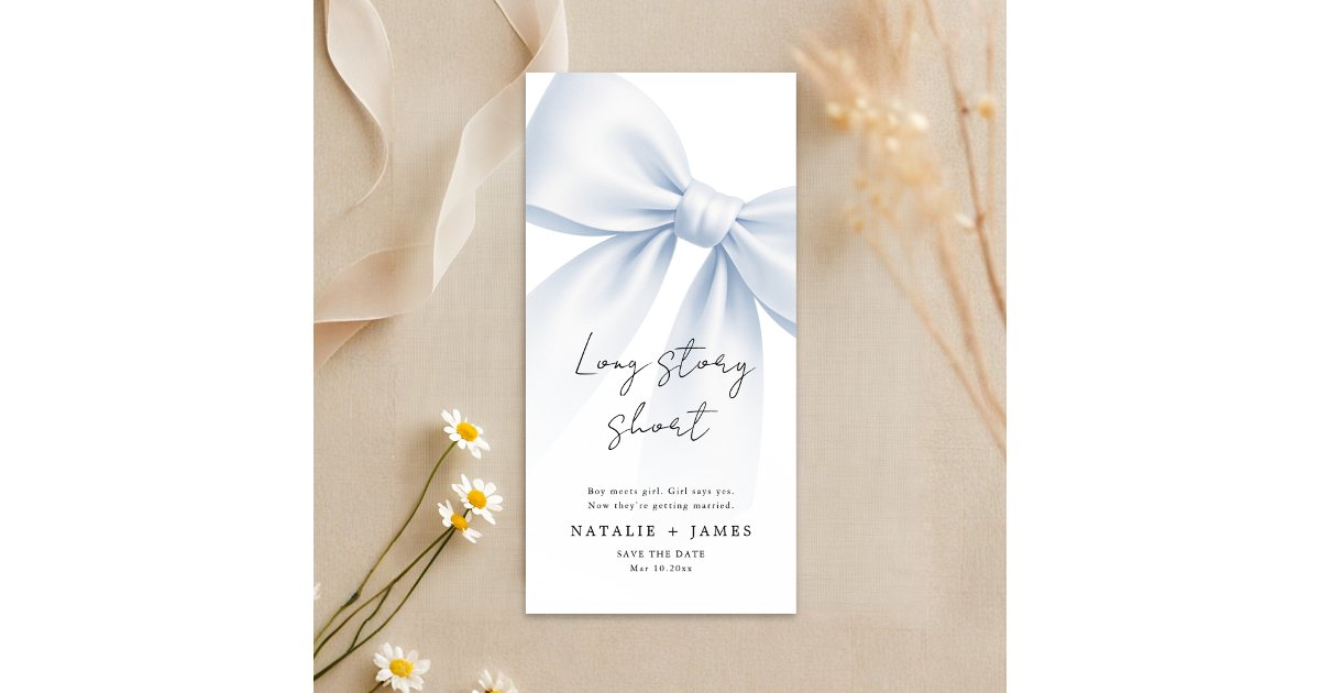 Long Story Short | Elegant Bow Bookmark Wedding Save The Date | Zazzle