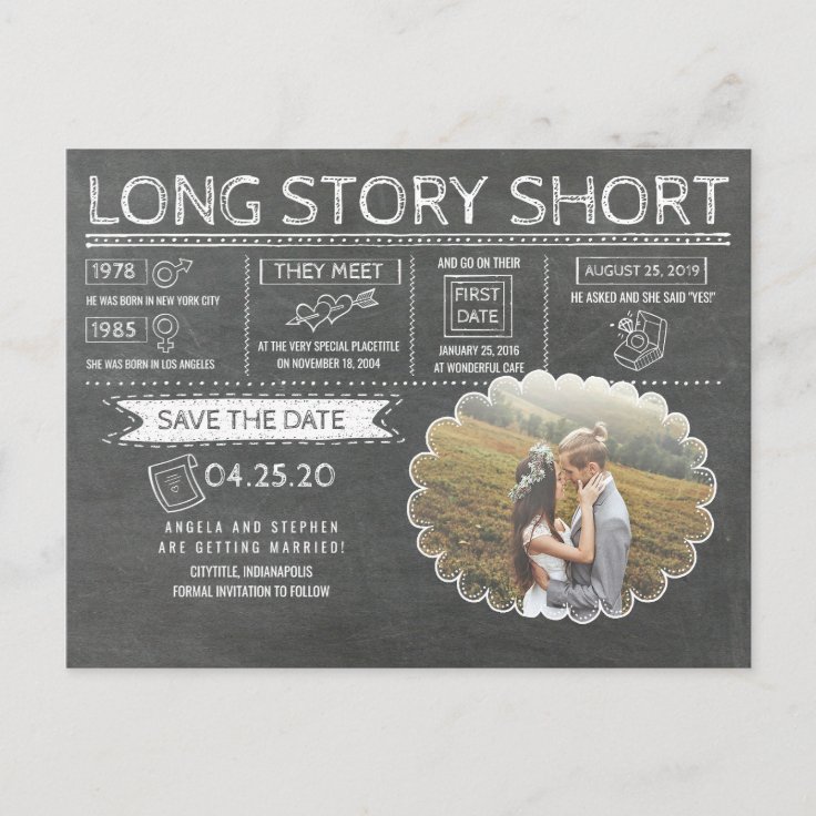 Long Story Short | Funny | Photo Save the Date Announcement Postcard ...