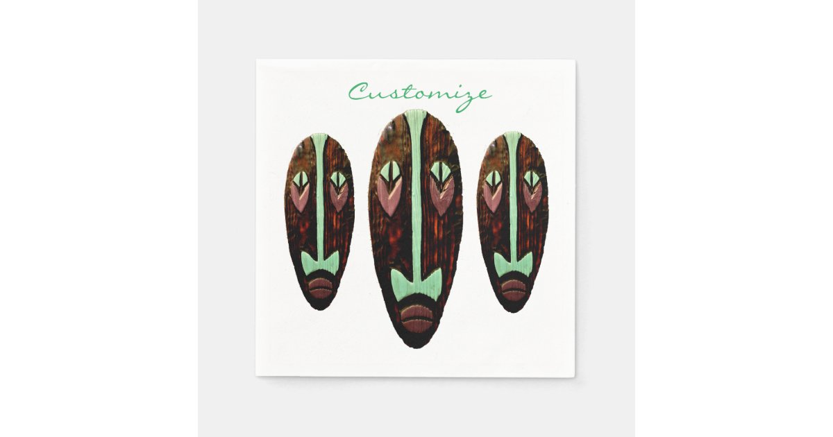 Long Tiki Mask Thunder_Cove Napkins | Zazzle
