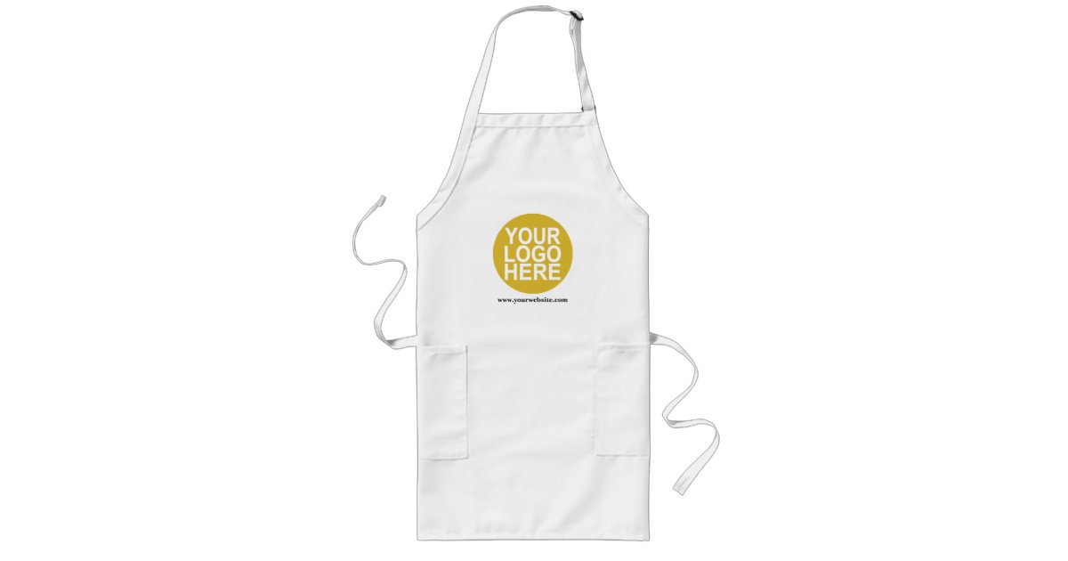 Long White Apron with Company Logo Promotional | Zazzle