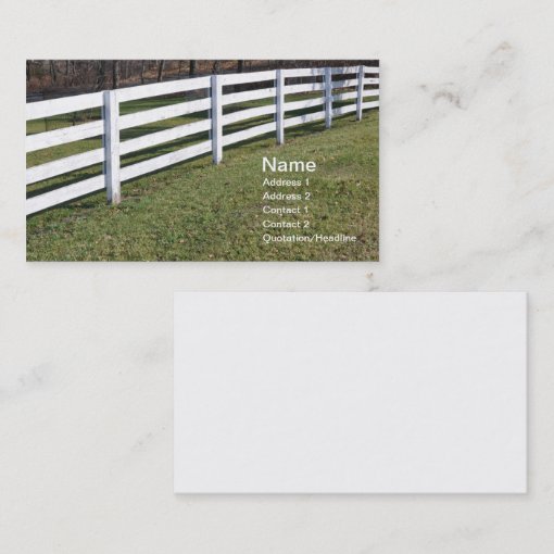long white wooden post and rail fence business card | Zazzle