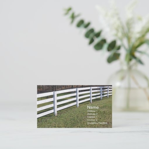 long white wooden post and rail fence business card | Zazzle
