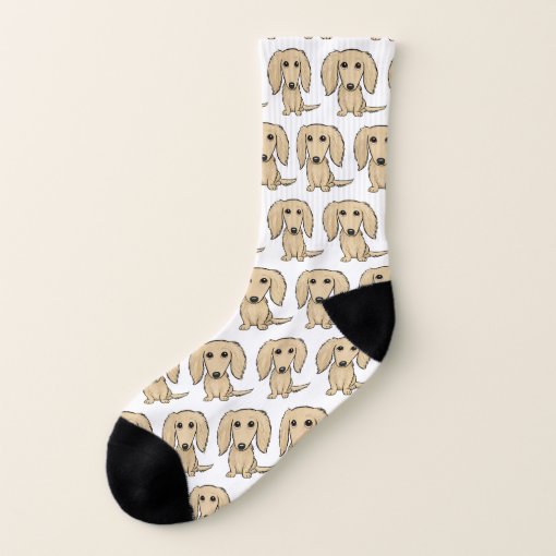 Longhaired Cream Dachshunds Pattern | Cute Dogs Socks | Zazzle