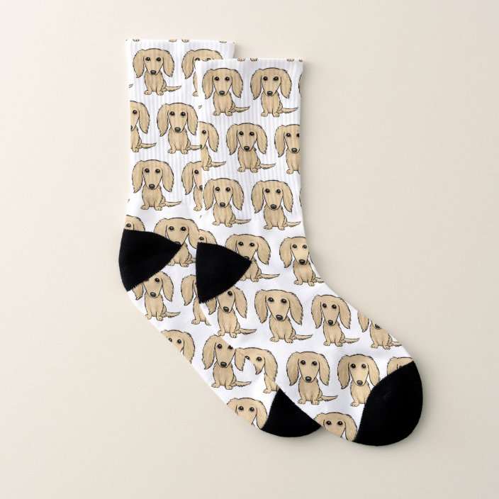 Longhaired Cream Dachshunds Pattern | Cute Dogs Socks | Zazzle.com