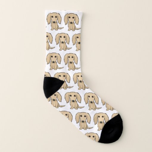 Longhaired Cream Dachshunds Pattern | Cute Dogs Socks | Zazzle