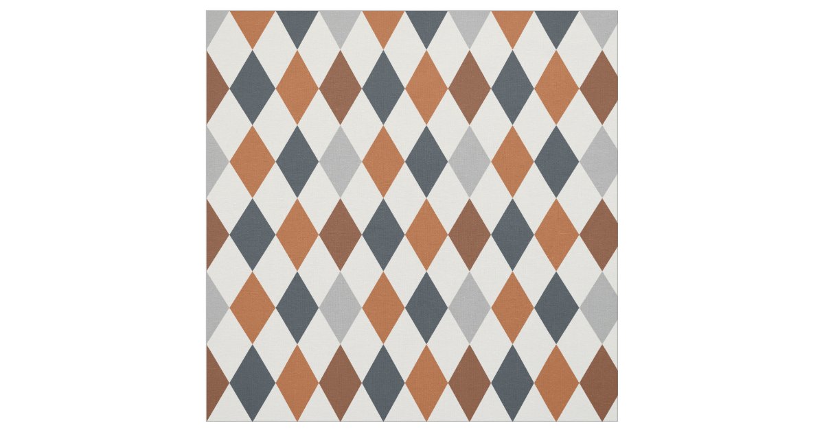 Longhorn Burnt Orange & Gray Argyle Pattern Fabric | Zazzle