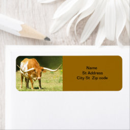 Longhorn Cattle Return Address Label. Label | Zazzle