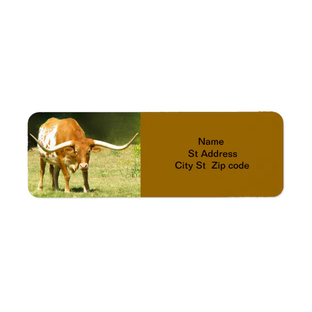 Longhorn Cattle Return Address Label. Label | Zazzle