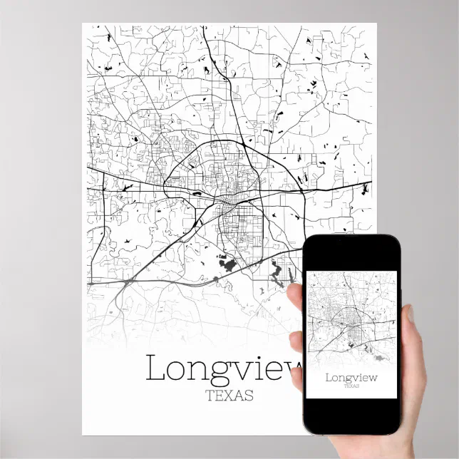 Longview Map - Texas - City Map Poster | Zazzle