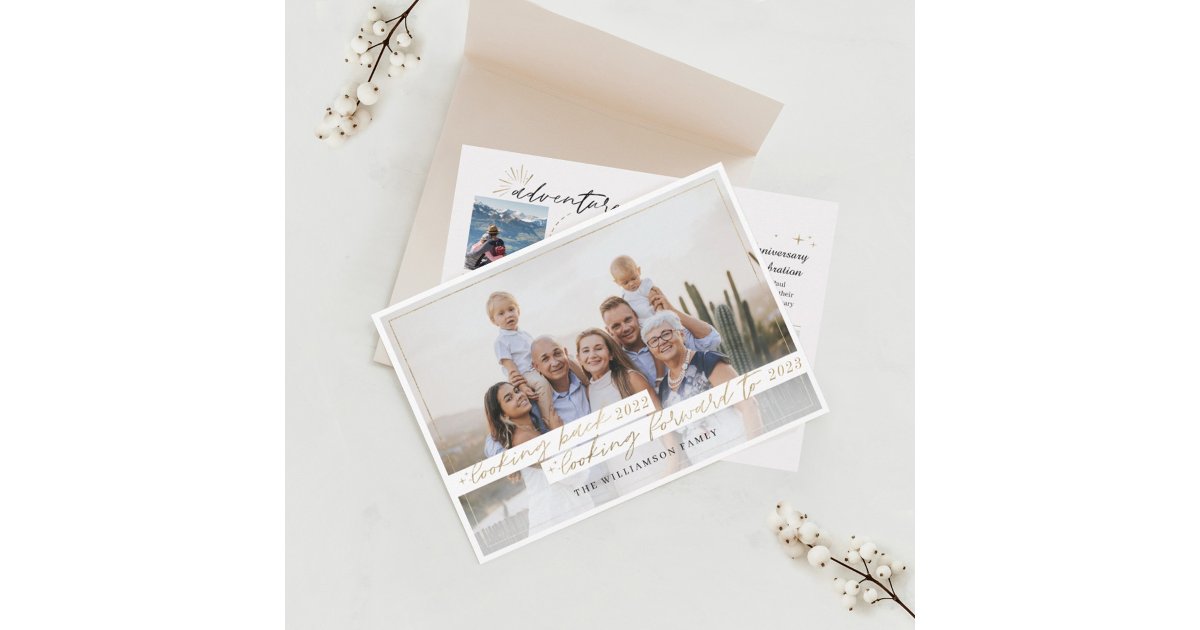 Look Back 2021 Looking Forward to 2022 Year Review Holiday Card | Zazzle