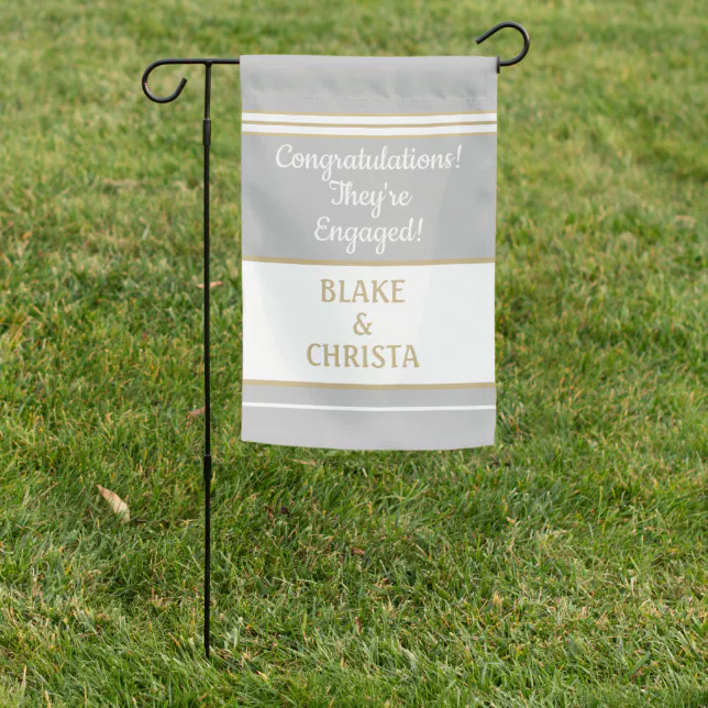LOOK! Custom Engagement Party Garden Flag | Zazzle