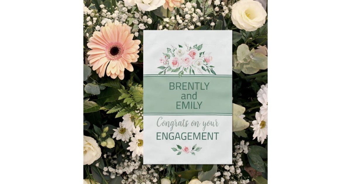 Look! Engagement party garden flag/sign Garden Flag | Zazzle
