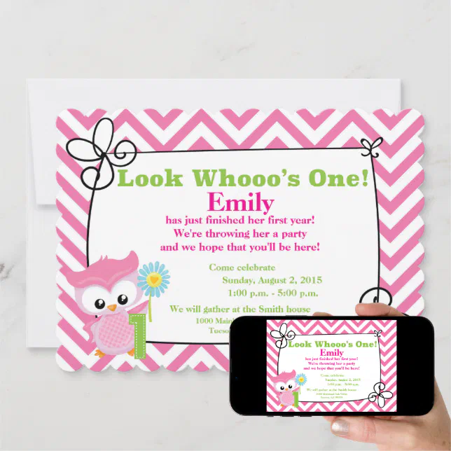 Look Whooo's One! Owl First Birthday Invitation | Zazzle
