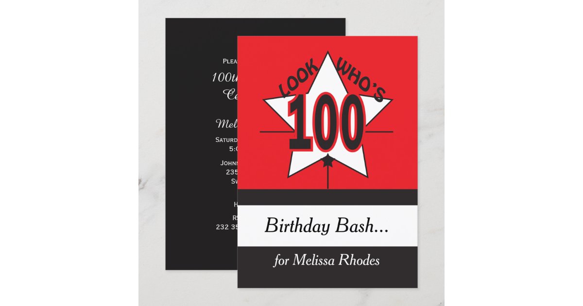 Look Who's 100 Birthday | 100th Inivitation Invitation | Zazzle