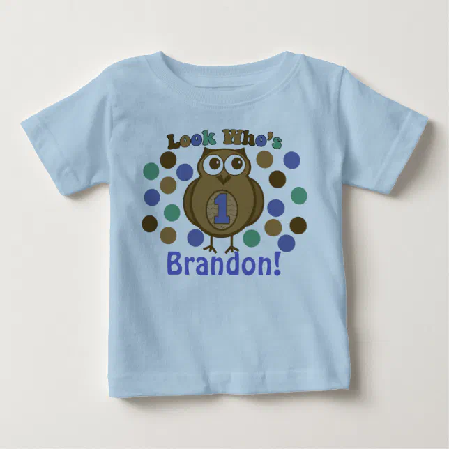 Look Who's 1 Owl First Birthday Shirt | Zazzle