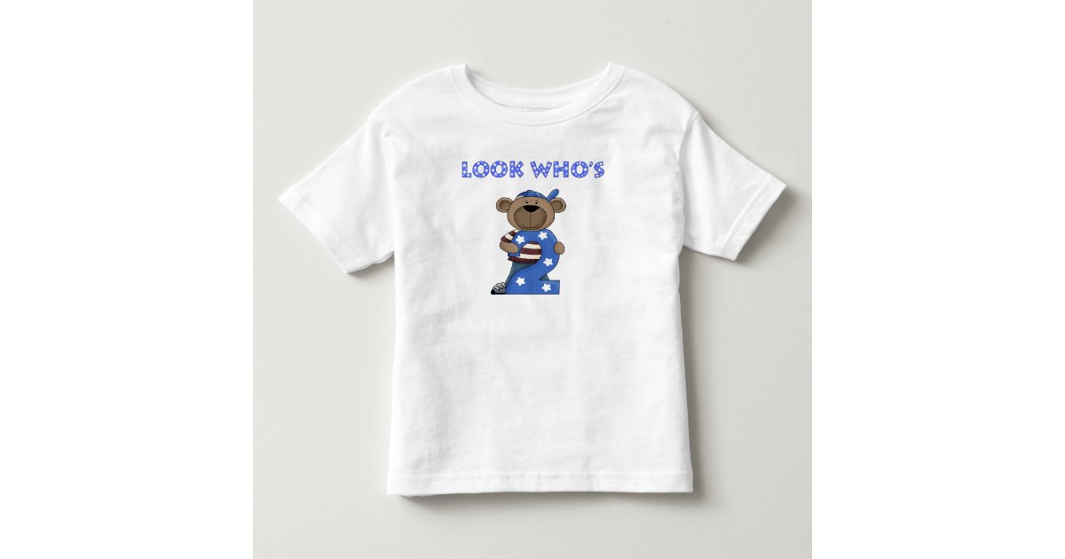 Look who's 2 boys birthday bear toddler t-shirt | Zazzle