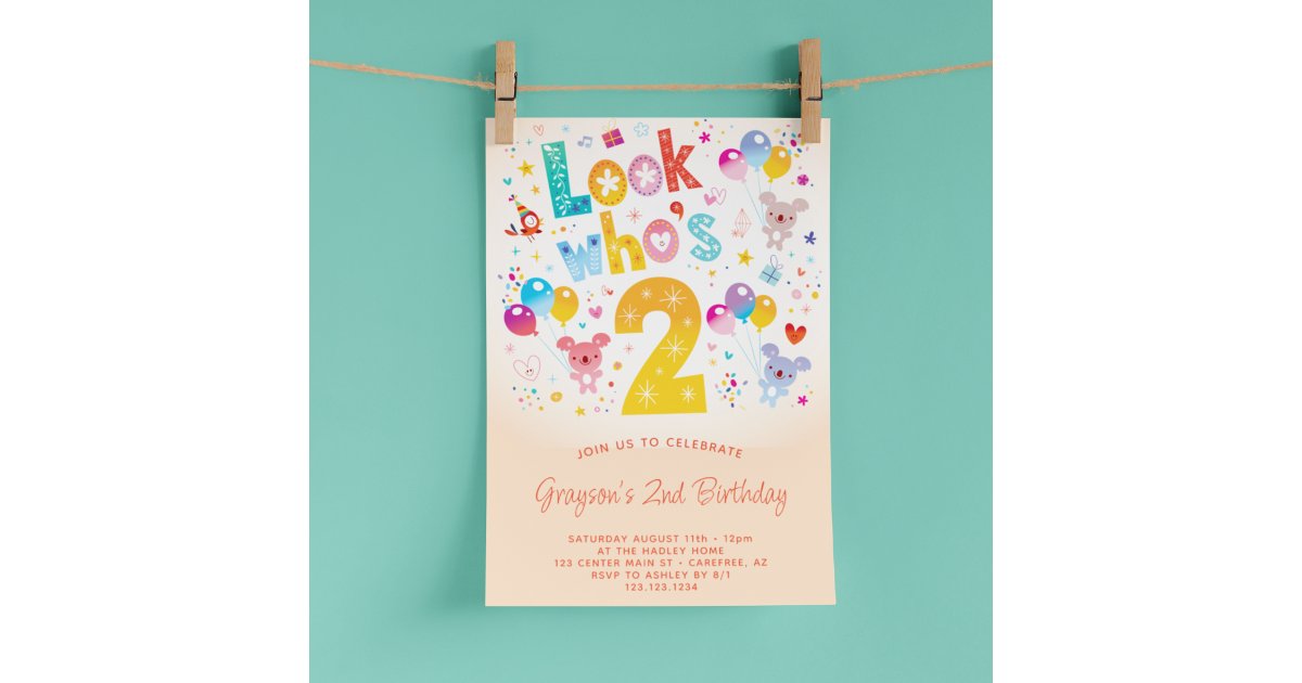 Look Who's 2nd Birthday Invitation | Zazzle