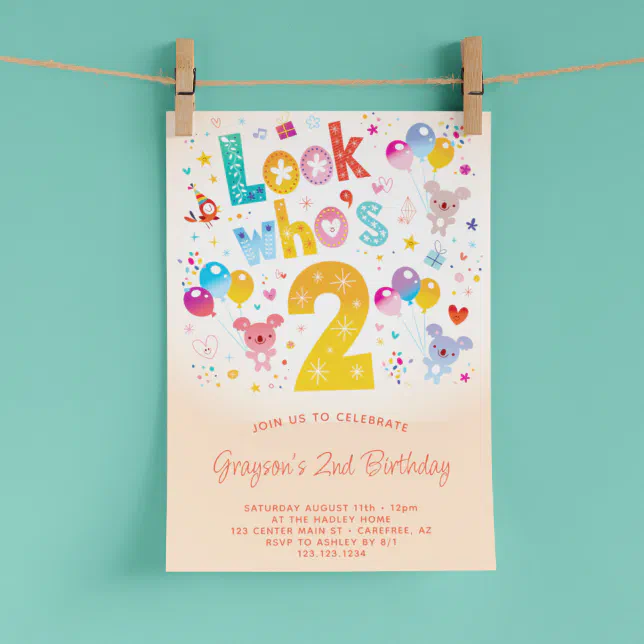 Look Who's 2nd Birthday Invitation | Zazzle