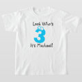 Look Who's 3 Customizable Birthday Tshirt | Zazzle