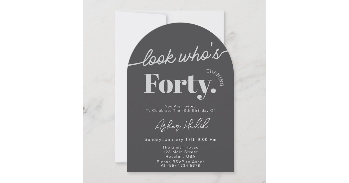 Look Who's 40 Modern Simple 40th Birthday Photo Invitation | Zazzle