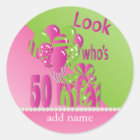 Look Who's 50 | 50th Birthday Classic Round Sticker | Zazzle.com