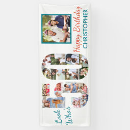 Look Who's 50 Photo Collage 50th Birthday Party Banner | Zazzle